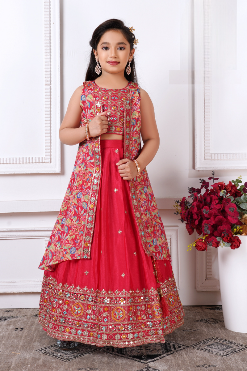 Girls Tomato Ethnic Wear Choli Suit – Half Ticket